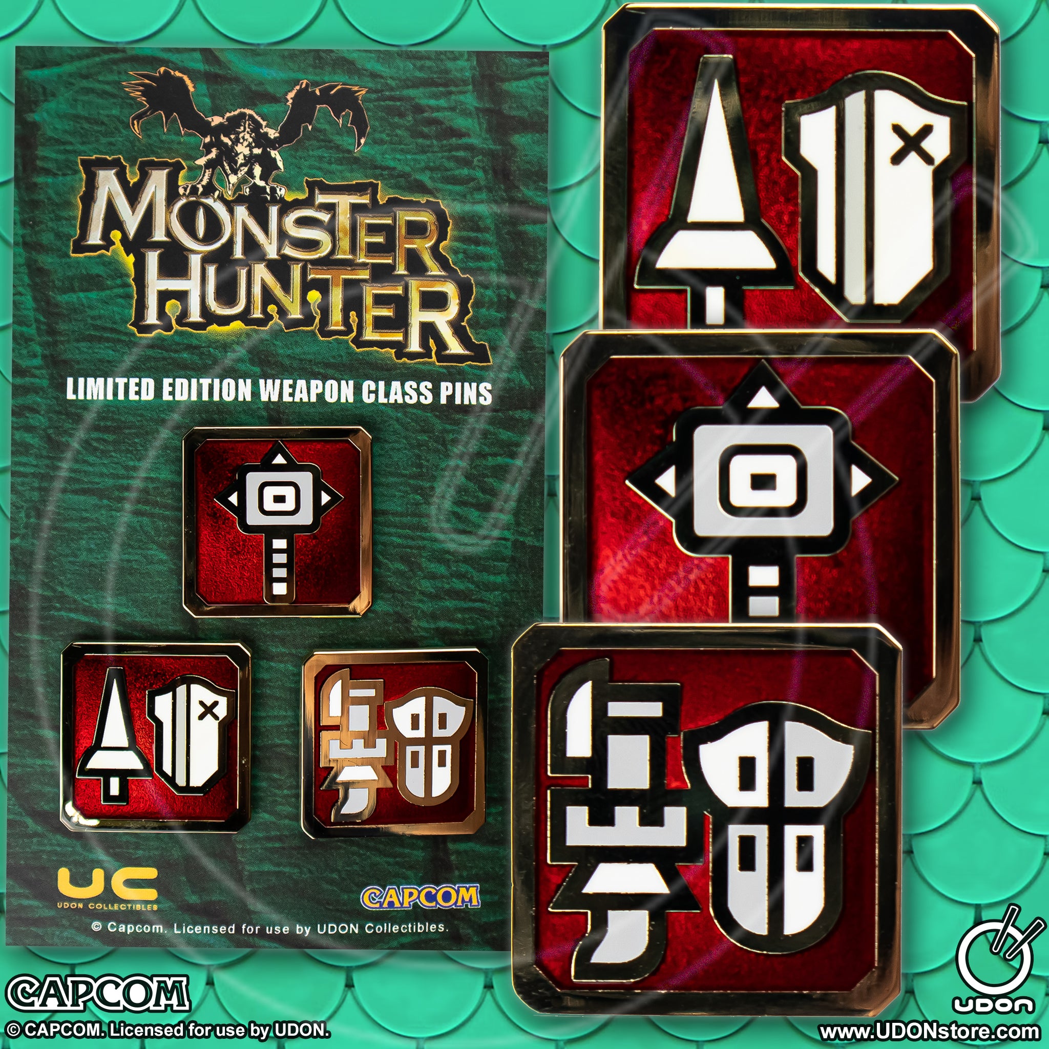 Monster Hunter Blunt Weapon Pin Set - Red Version – UDON Entertainment
