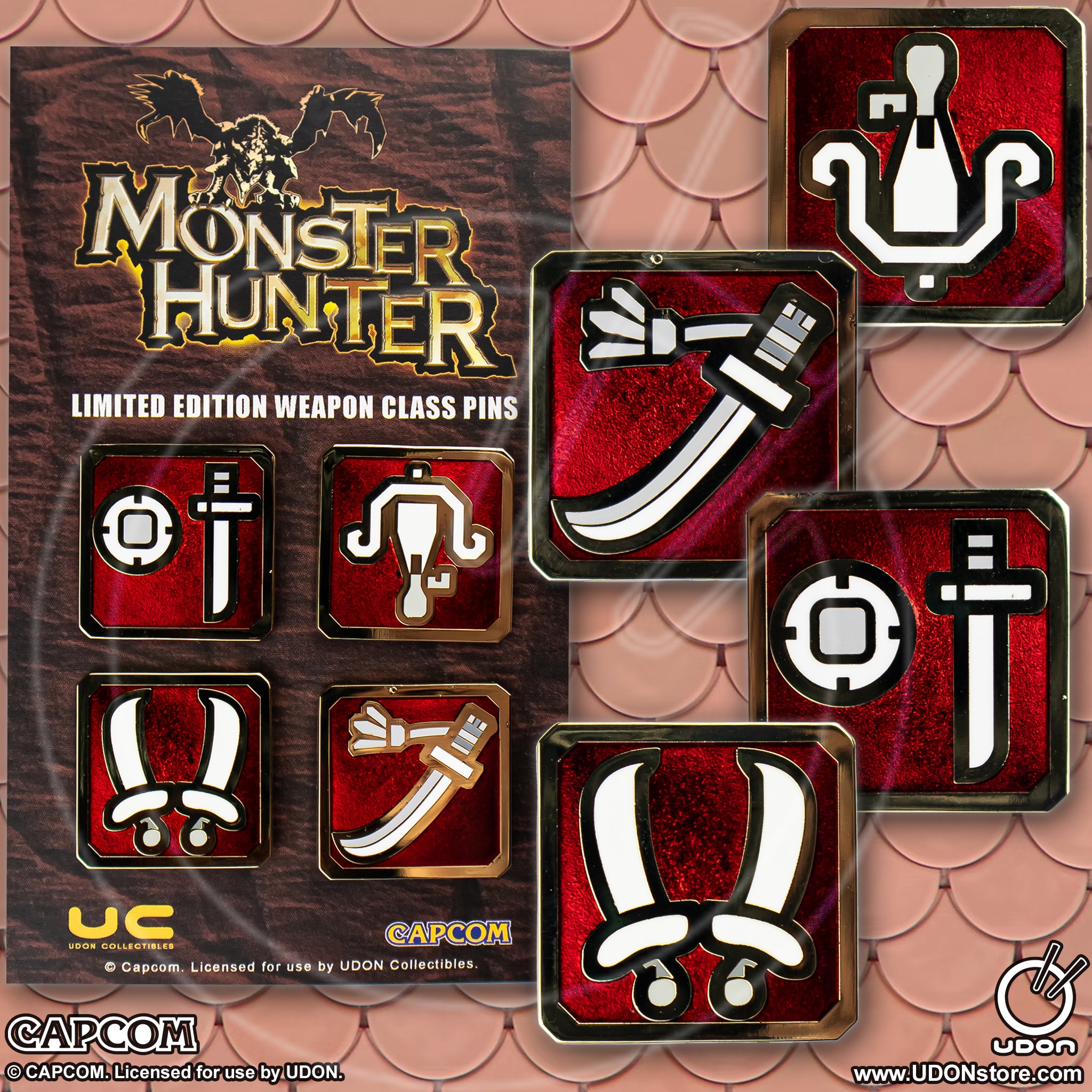 Monster Hunter Light Weapon Pin Set - Red Version – UDON Entertainment